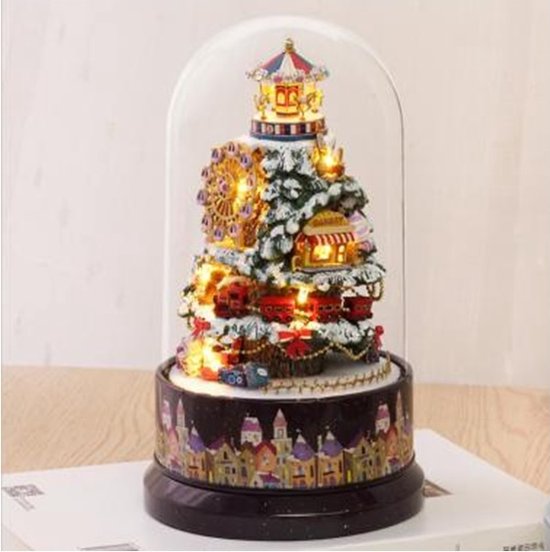 Miniatuurhuisje - bouwpakket - winterlandschap - Onder glazen stulp ...
