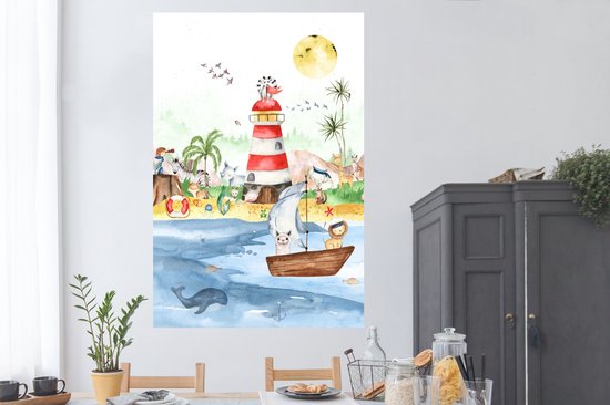 Poster kinderen - Wanddecoratie jongens - Strand - Dieren - Kinderen ...