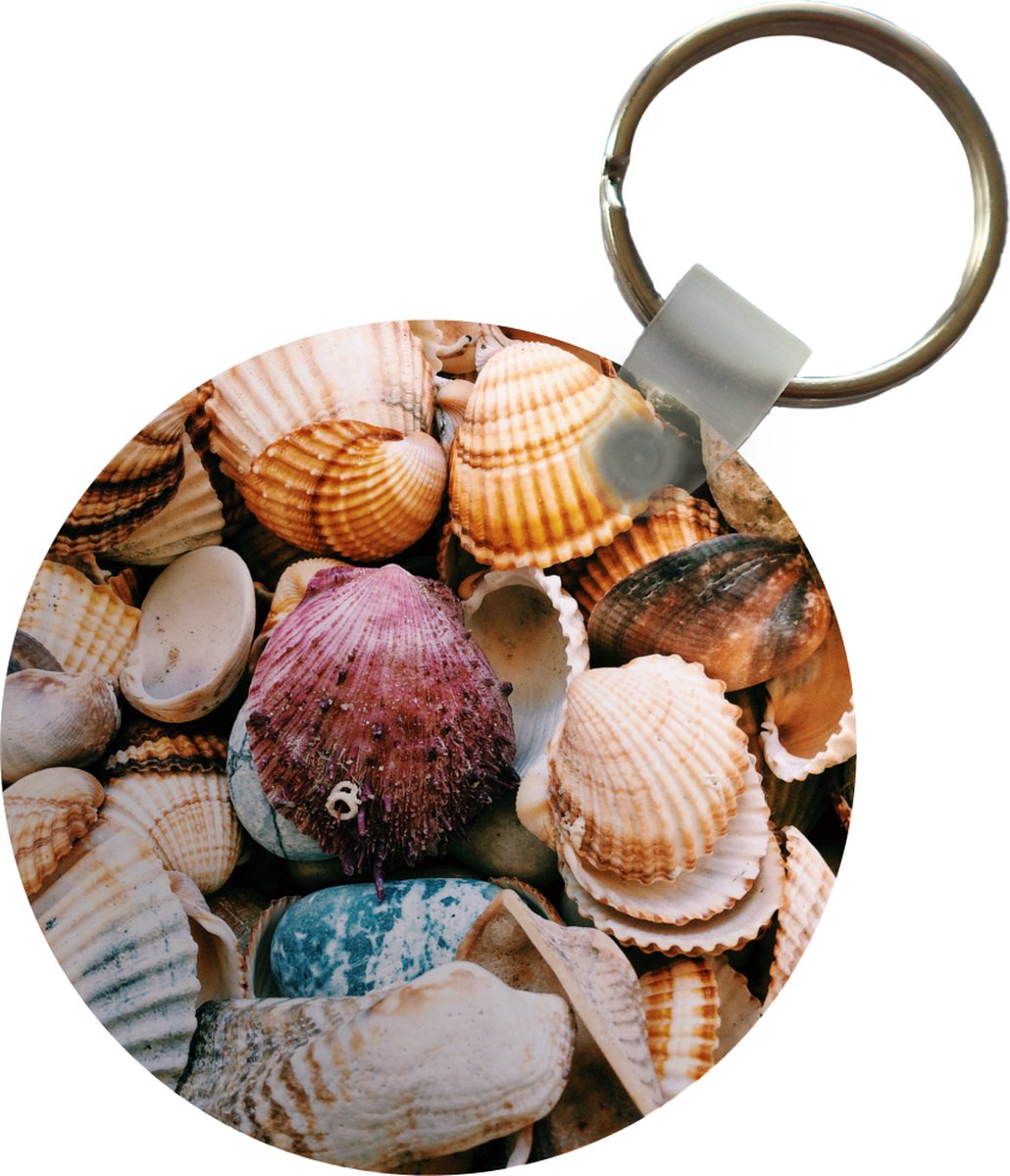 Sleutelhanger - Schelpen - Strand - Griekenland - Plastic - Rond ...