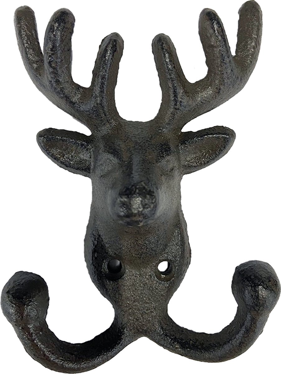 Wandhaak "Deer" zwart metaal 13x9x6cm | bol
