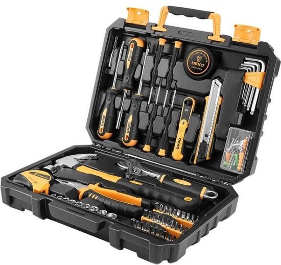 Deko Tools Hand Tool Set DKMT100, 100 pieces gereedschap koffer | bol.com