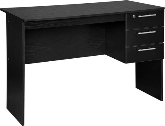 Computerbureau - Zwart - Spaanplaat - Tafel - Werktafel PC - met 3 ...