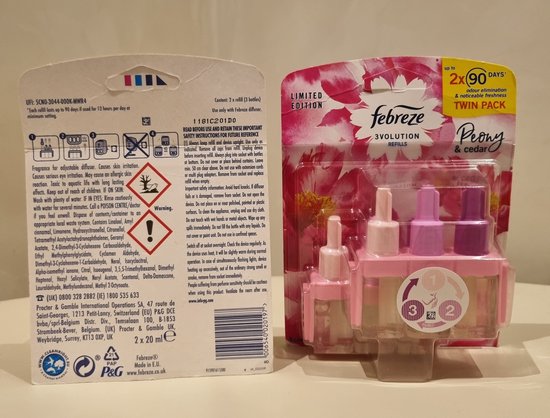 Ambi Pur Febreze 3 Volution Peony & Cedar 2xTwin pack 2x40ml | bol