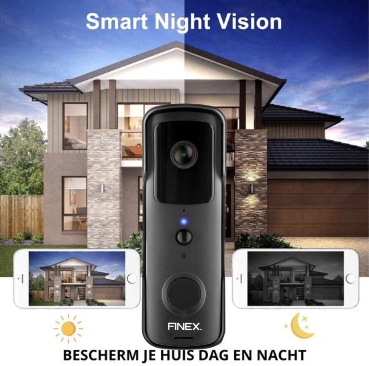 Finex™ Draadloze Video Deurbel - Inclusief Binnenbel & Batterijen ...