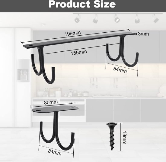 5 stuks Onder Kast Mok Rack Mok Organizer Rack met Schroeven voor ...