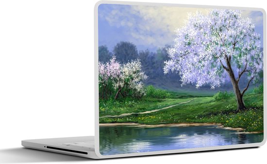 Laptop sticker - 14 inch - Schilderij - Boom - Bloesem - Natuur - Water ...