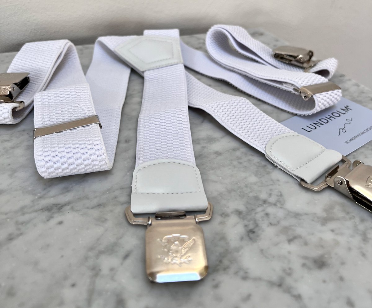 Lundholm Bretels heren volwassenen wit patroon 4 clips - extra stevig ...