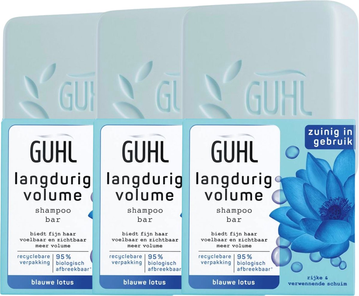 Guhl Blauwe Lotus Langdurige Volume Shampoo Bar - 3 x 75 g - Biedt ...