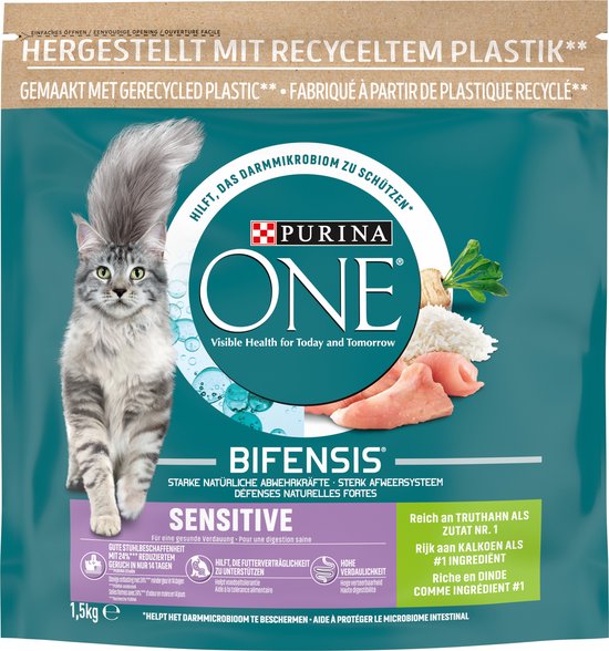 6x Purina One Sensitive Kalkoen 1,5 kg | bol.com