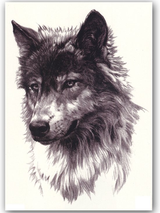 Temporary Tattoo Wolf (A5 formaat) [Neptattoo - Tijdelijke tatoeage ...