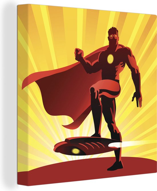 Canvas Schilderij Een illustratie van een superheld met rode ogen ...