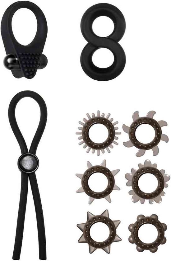 Adam & Eve Cockring Adam'S Deluxe Penis Ring Sampler Zwart | bol.com