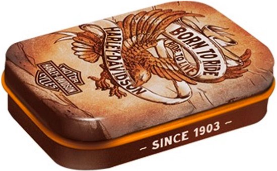 Pepermunt Blik Harley Davidson Born to Ride Eagle mint box 4 x 6 cm | bol