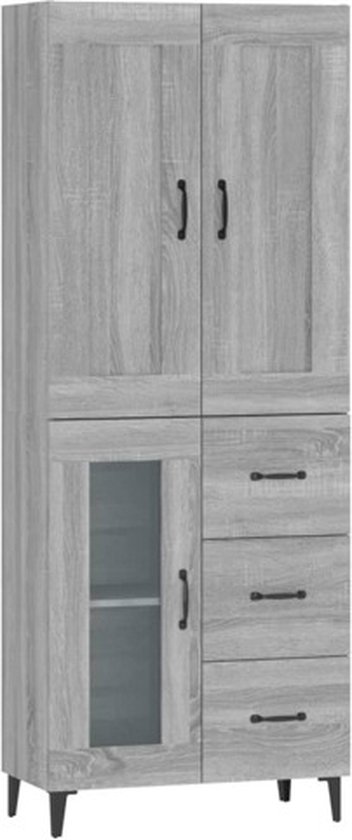 vidaXL Hoge kast bewerkt hout grijs sonoma eikenkleurig | bol.com