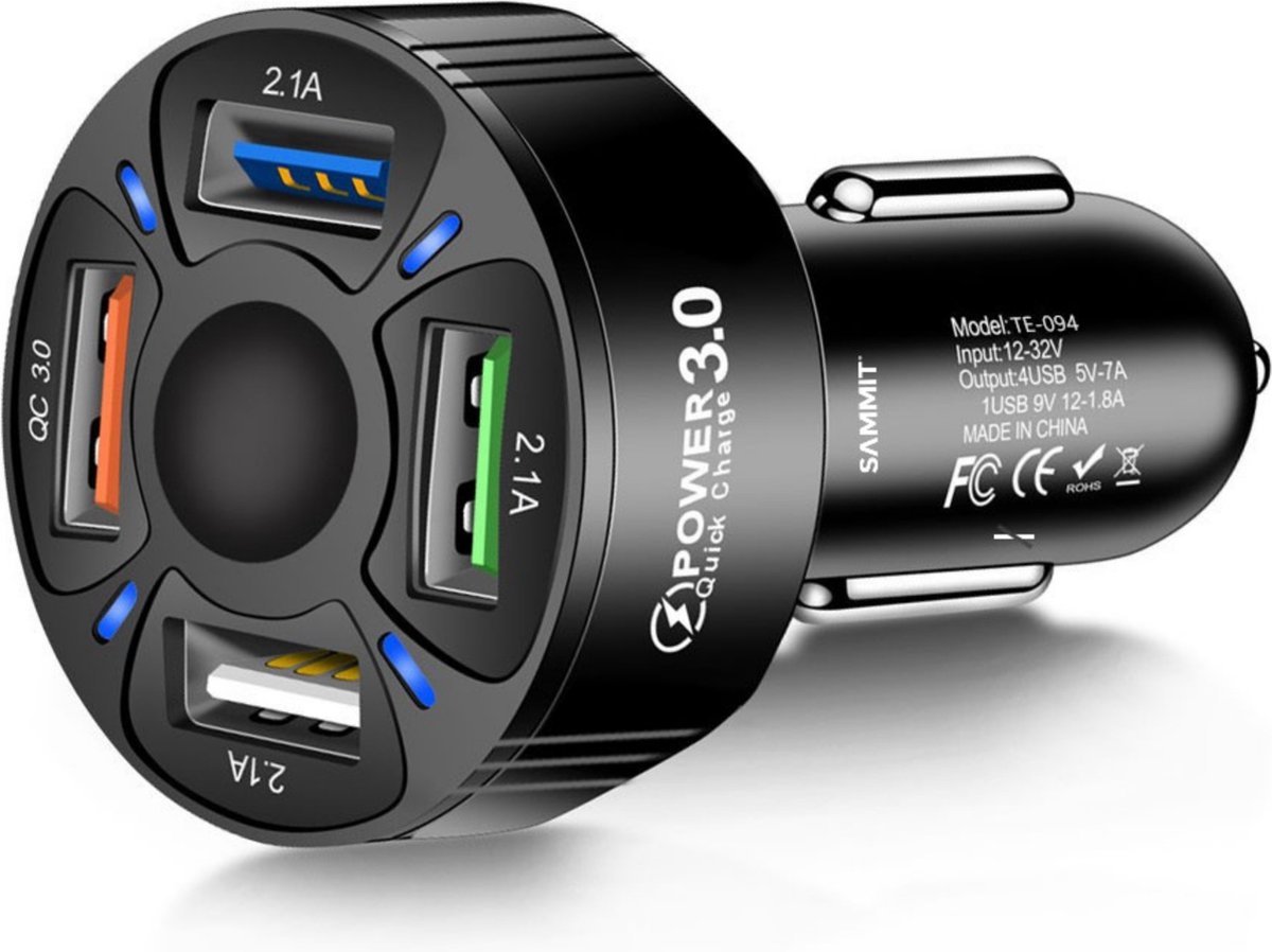 Losse snellader oplader - 35 W - USB - Zwart - Snellader - 4 poorten ...