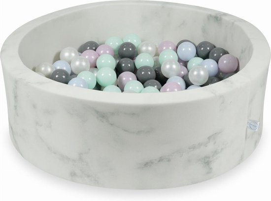 Ballenbad rond marmer - 90x30 cm - met 200 ballen - grijs pastel | bol.com