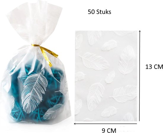 FISKA - 50 x KLEINE!! Uitdeelzakjes Wit Veer - Uitdeelcadeau ...