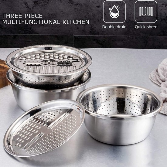 Keuken Rasp Set Kom Roestvrijstalen Driedelige Combo Set Rasp Basin ...