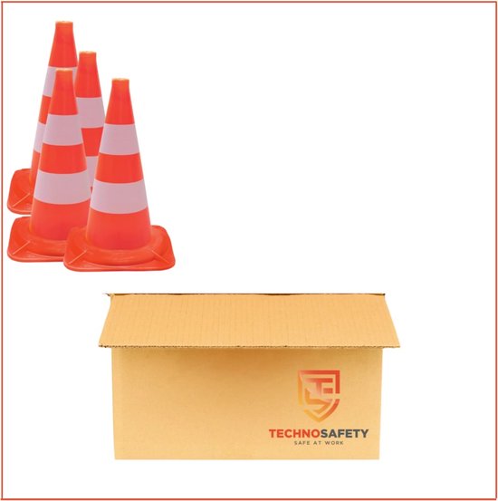 Pion Oranje Fluor - hauteur 50cm - PVC - pions - cône de signalisation ...