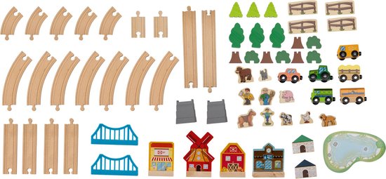 Houten treinbaan - Boerderij - 57 stuks - Playtive - Treinbaan - Hout - Treinbaanset -... | bol