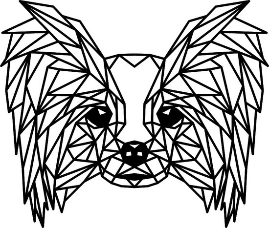 Geometrische Vlinderhond - H 59cm B 69cm (XL) - Line art - Wall art ...