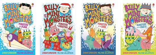 BILLY MINI MONSTERS 4 Book Set- Monsters on Plane, Monsters In The Dark ...