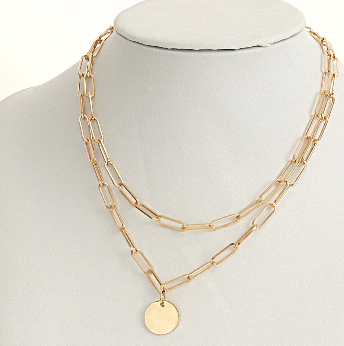 Ketting dames | layer ketting dames | goudkleurig | ketting met munt ...