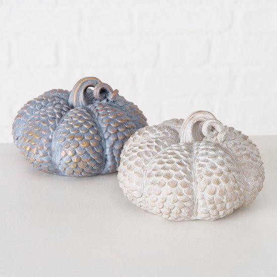Boltze - Decoratie - Pompoen - 2 set - Polyserin - Blauw - Wit - Goud ...
