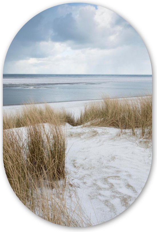Muurovaal - Kunststof Wanddecoratie - Ovalen Schilderij - Noordzee - Duinen - Water -... | bol.com