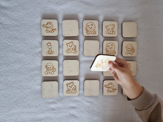 Memory spel Hout - dieren - jungle - 20 kaarten - spelletje - inclusief ...