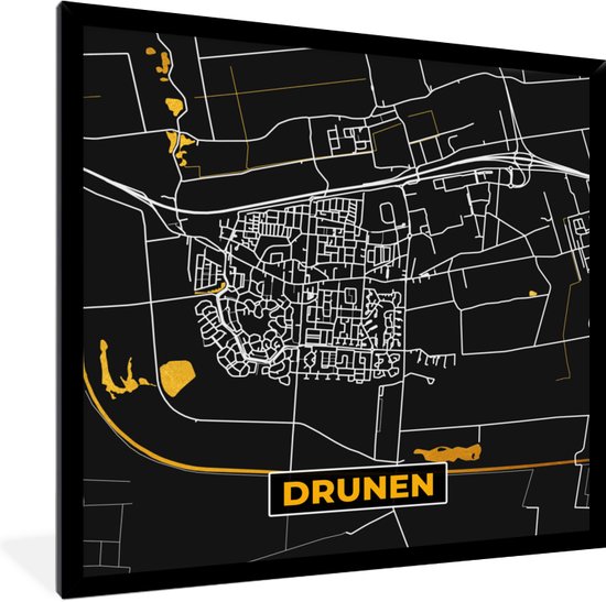 Fotolijst incl. Poster - Plattegrond - Stadskaart - Kaart - Drunen ...