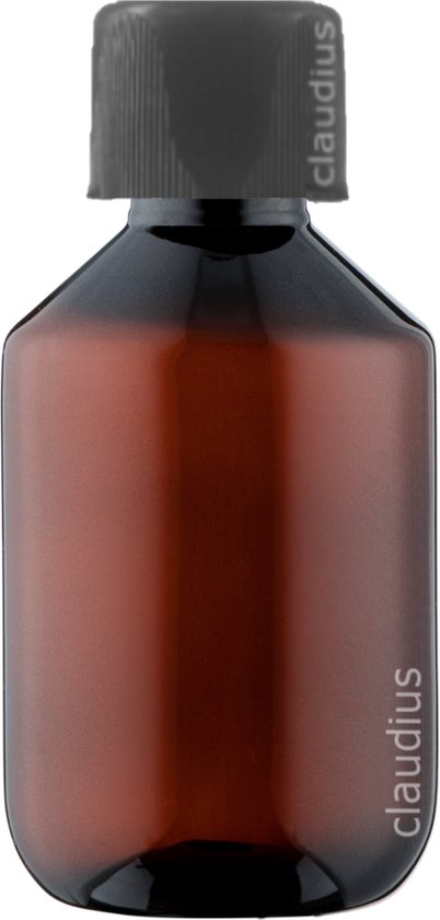 Lege fles 200 ml PET apothekersfles amber - met zwarte ribbeldop - set ...