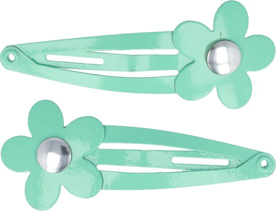 Haarsoires Haarspeld Klikklak 4cm - Bloem - Metaal - Groen - Set van 2 ...
