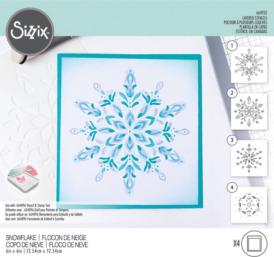 Sizzix Layered Stencils Snowflake 4pcs | bol