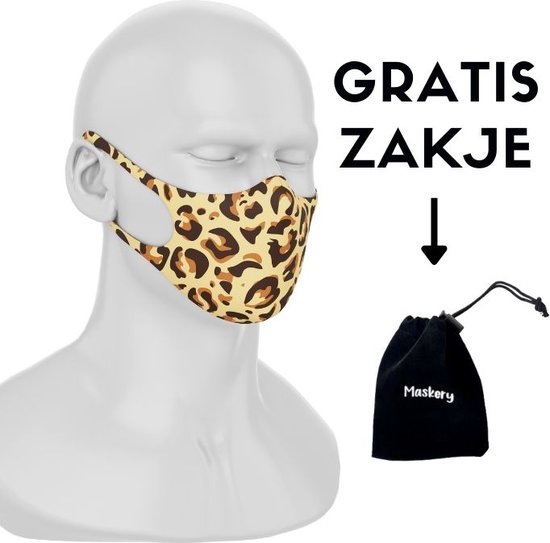 Maskery Ontwerp Mondmasker - LUIPAARD | Gratis Zakje | Wasbaar ...