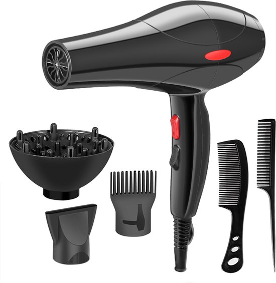 Haardroger - Föhn - Föhn met diffuser - 3 opzetstukken - Inclusief twee ...