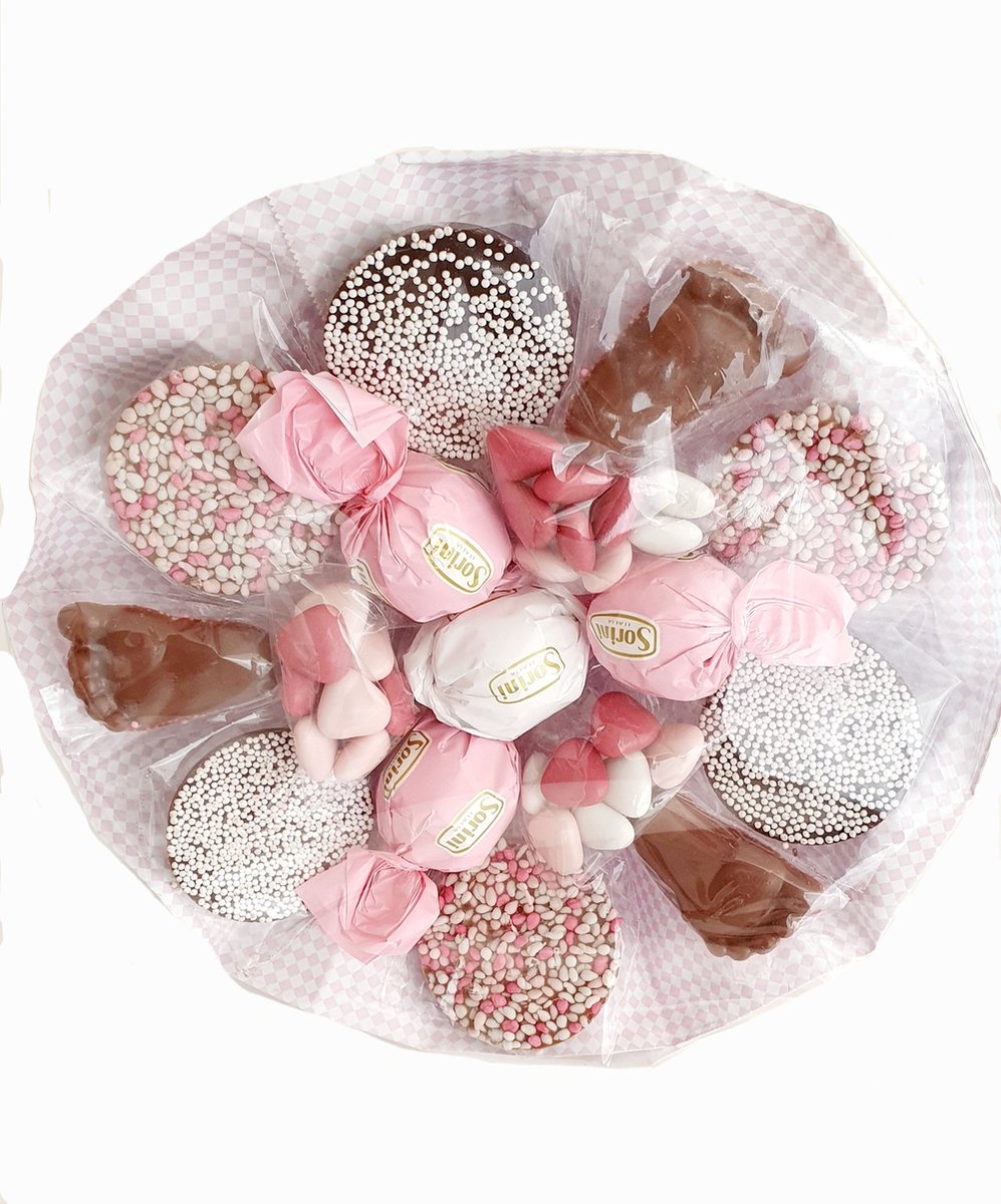 geboorteboeket meisje - chocolade - roze | bol.com