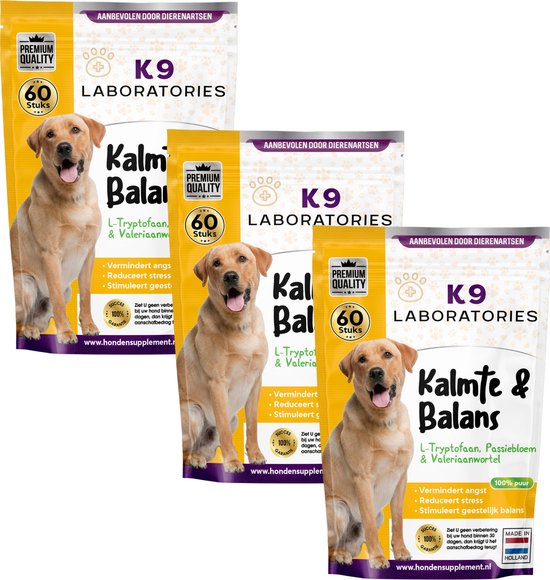 K9 laboratories Kalmte & balans - Hond - 180 stuks - Bij stress, angst ...