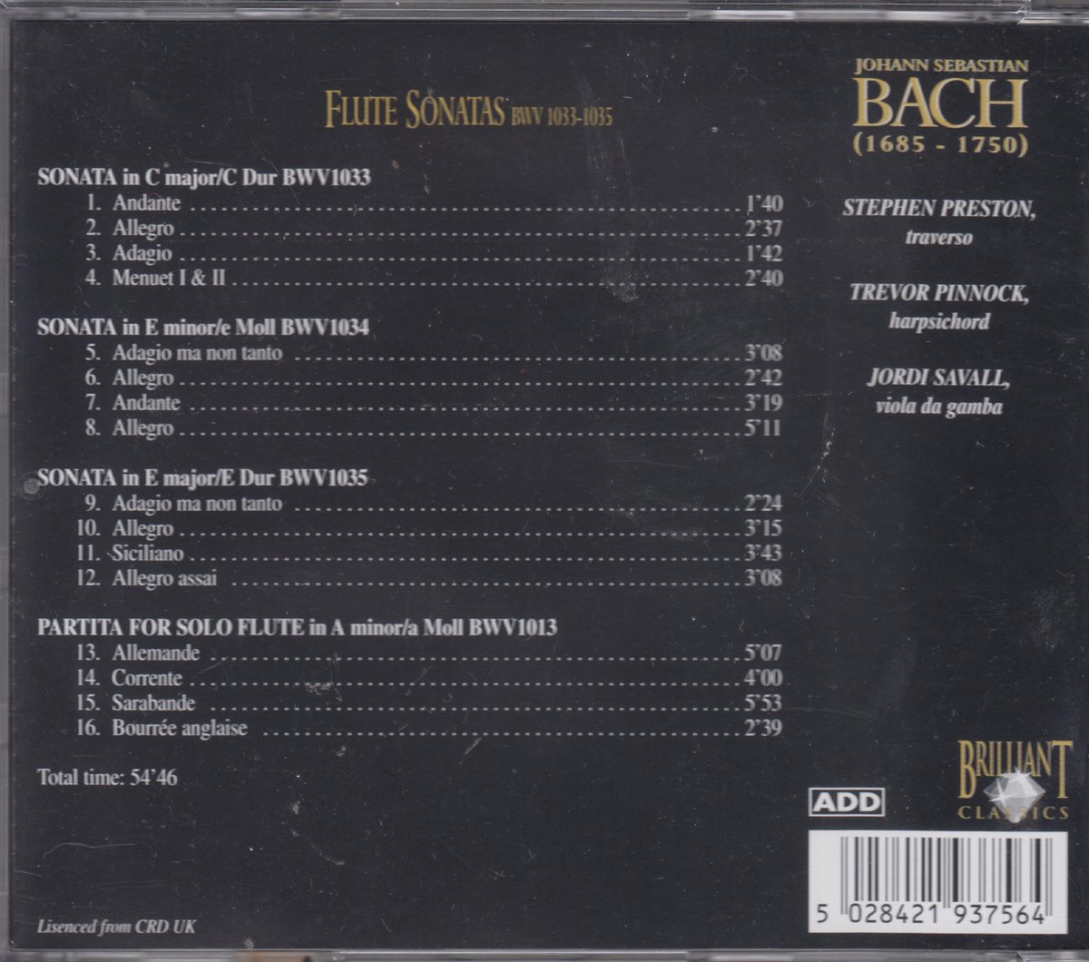Bach - Flute Sonatas, Onbekend | CD (album) | Muziek | bol.com