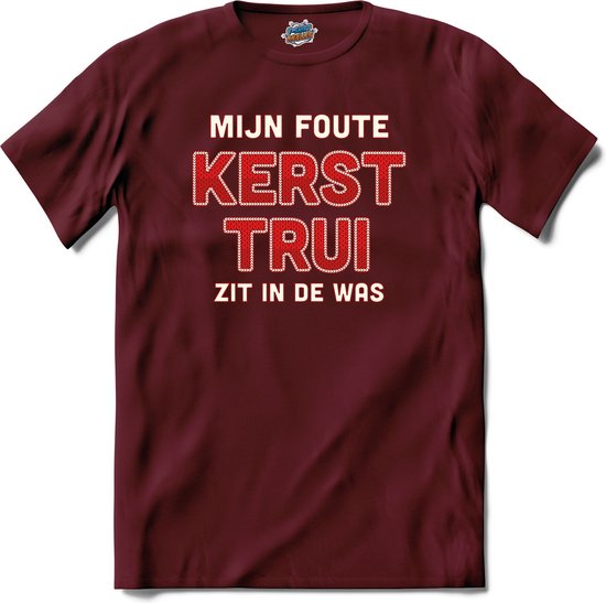 Mijn foute kerst trui zit in de was - T-Shirt - Heren - Burgundy - Maat ...
