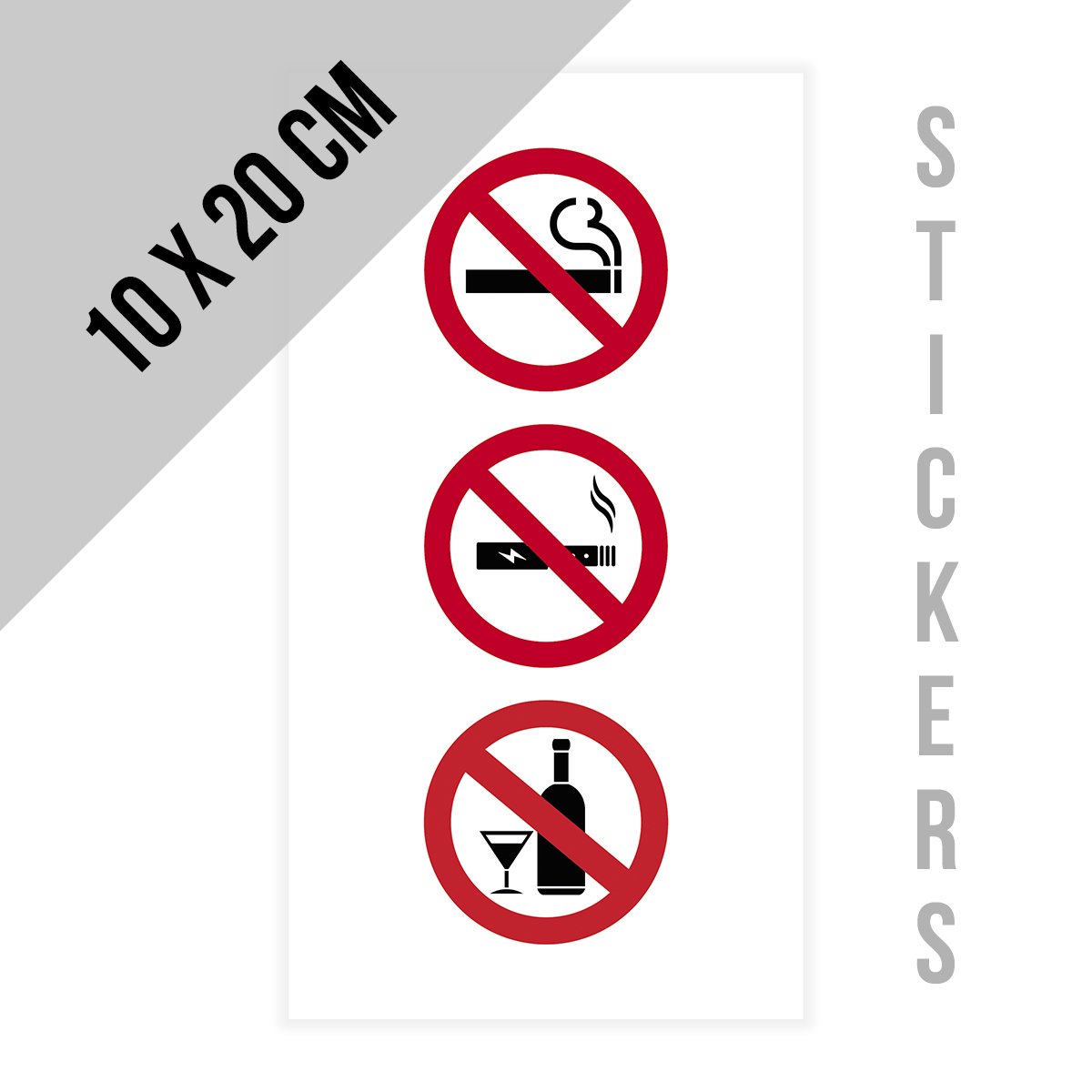 Stickers | 10 x 20 cm | Pictogram | Rookverbod - Vape verbod - Alcohol ...