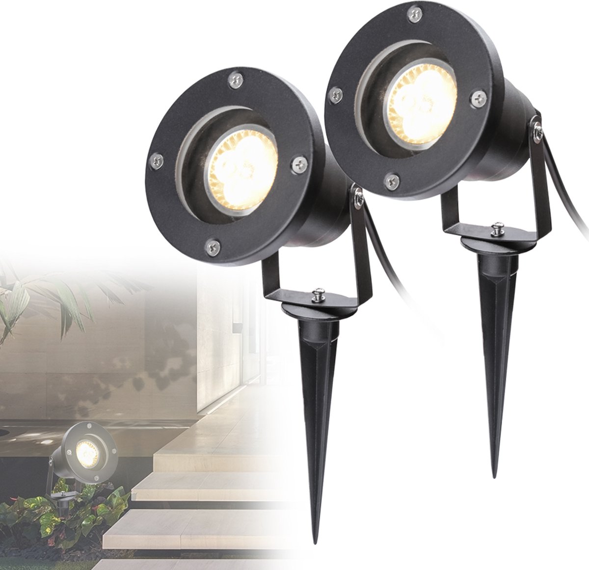 2X LED Tuinspot Buitenverlichting Tuinlampen Tuinverlichting Waterdicht ...