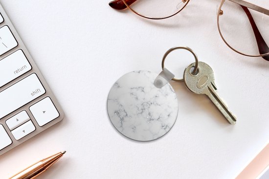 Sleutelhanger - Marmer print - Wit - Zilver - Glitter - Marmer ...