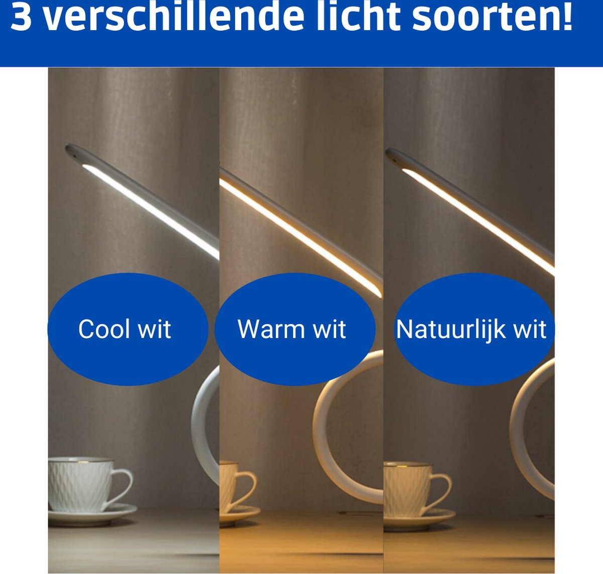 Bureaulamp Met Klem - Bureaulamp LED - Klemlamp - 3 Soorten Licht ...