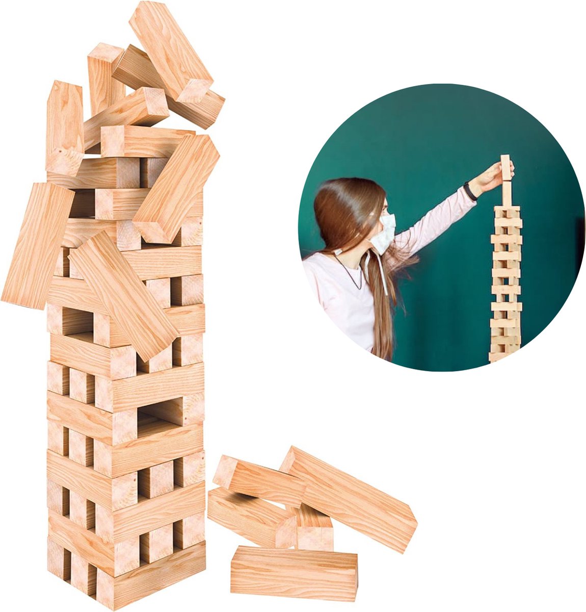 Cheqo® XXL Stapeltoren - Torenspel - Houten Toren - Spelletje ...