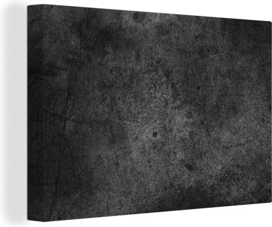 Canvas Schilderij Beton - Structuur - Retro - Zwart - Grijs - Rustiek ...