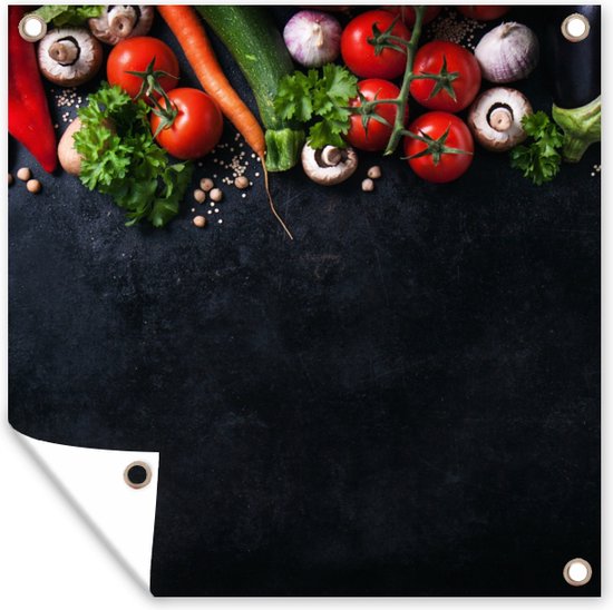 Tuinposters Groente - Kruiden - Specerijen - Zwart - Rustiek - Keuken ...