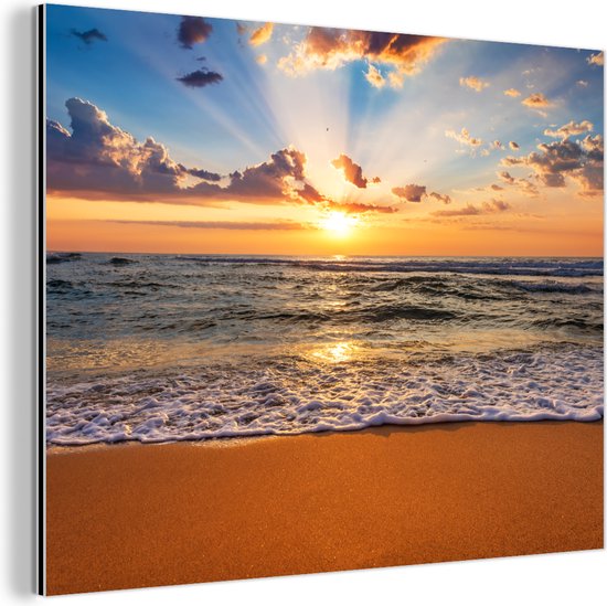 Wanddecoratie Metaal - Aluminium Schilderij Industrieel - Strand - Zonsondergang - Zee... | bol.com