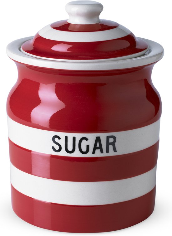 Cornishware Red - voorraadpot Sugar - 84cl - rood wit servies - strepen ...