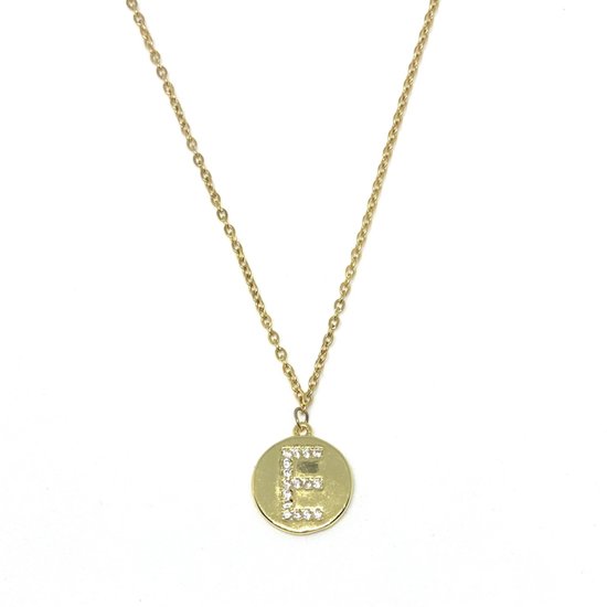 Letter ketting diamond coin - initiaal E - goud | bol.com